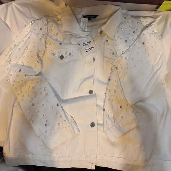 DAVI & DANI | Jackets & Coats | Davi Dani White Embellished Oversized ...